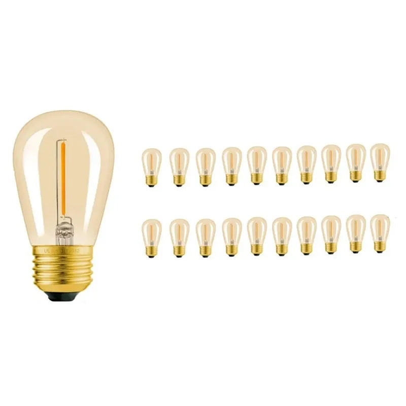 LUZCASA Foco Vintage Led Plástico S14 1W Luz Cálida 2700k E26 Kit 20pz